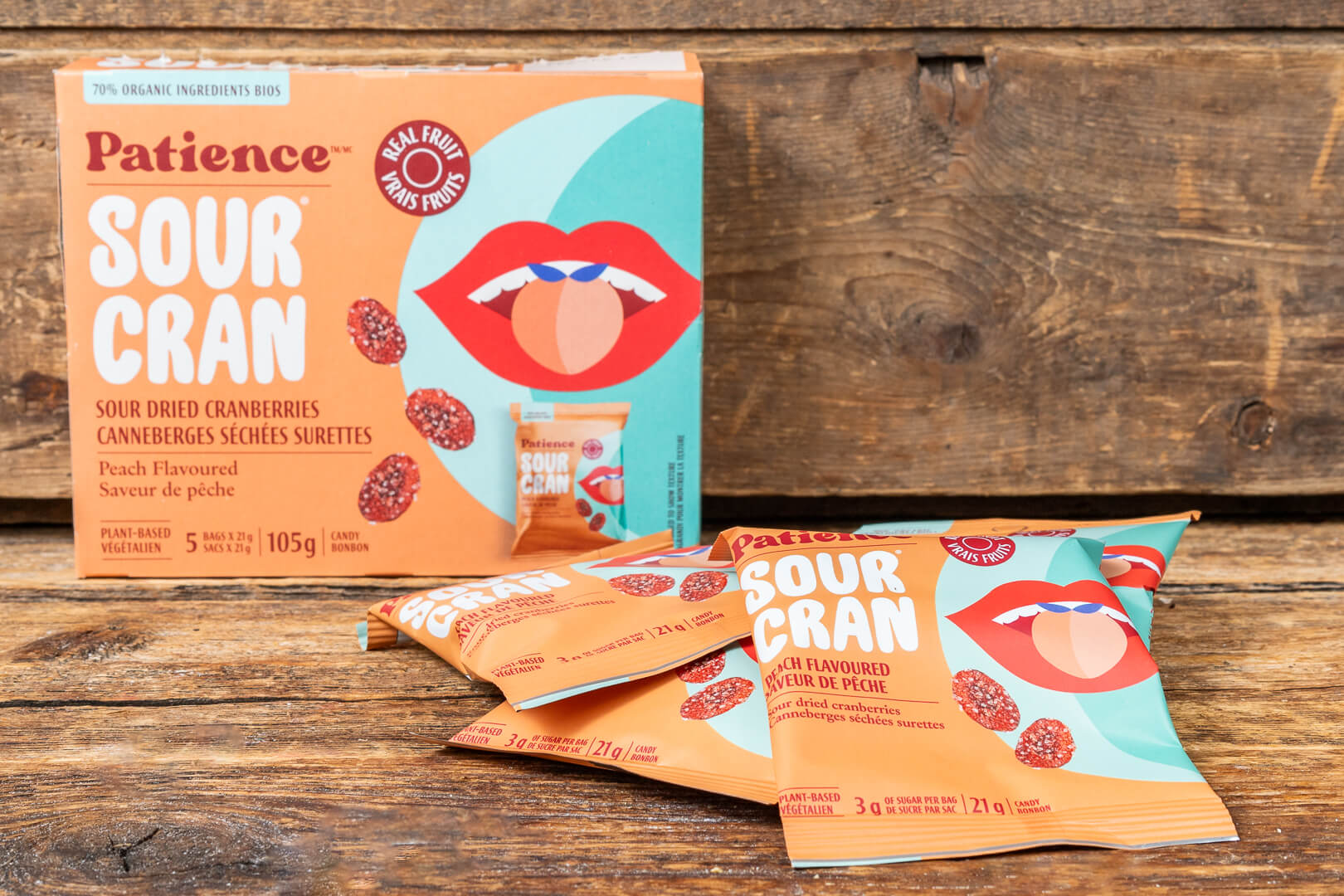 Peach Flavoured Sour Cranberry Candy (pack of 5, snack format) - Lufa ...