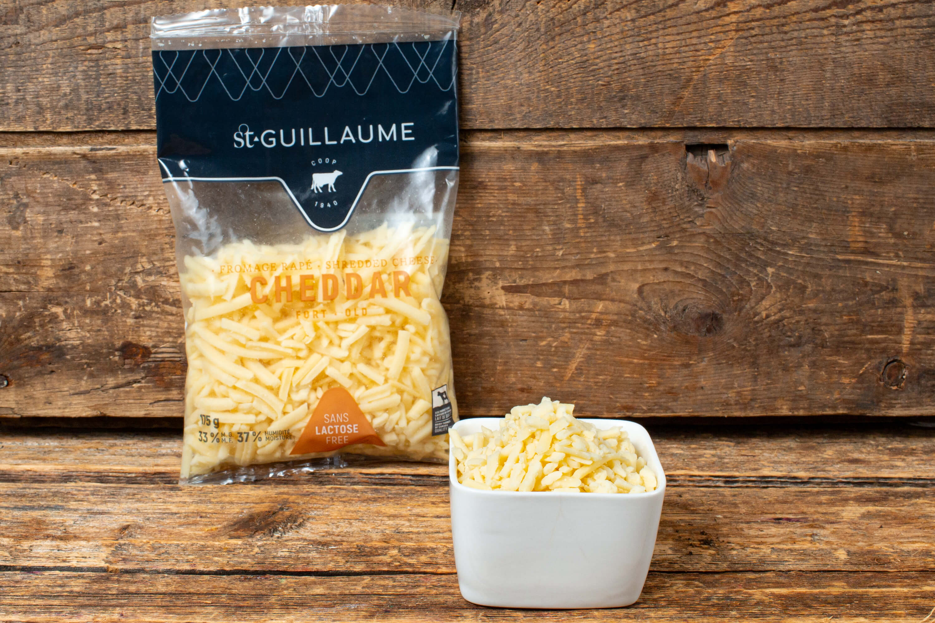 Cheddar fort rapé (sans lactose) - Marché des Fermes Lufa