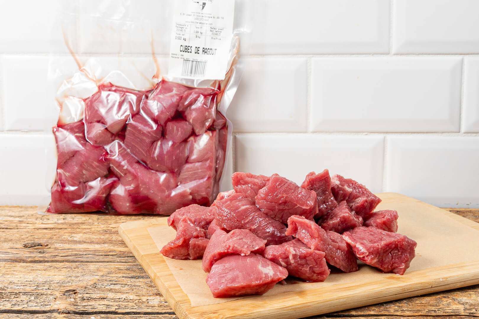 Cubes de boeuf à ragoût (frais) - Marché des Fermes Lufa