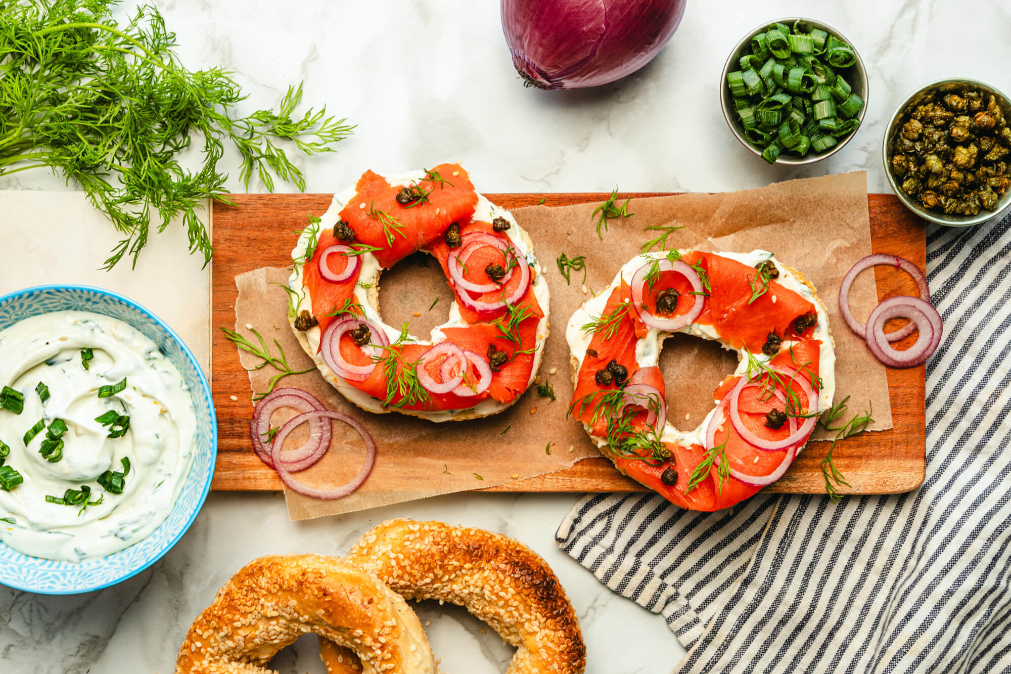 Lox Bagel with Whipped Cream Cheese & Fried Capers - Lufa Farms Marketplace