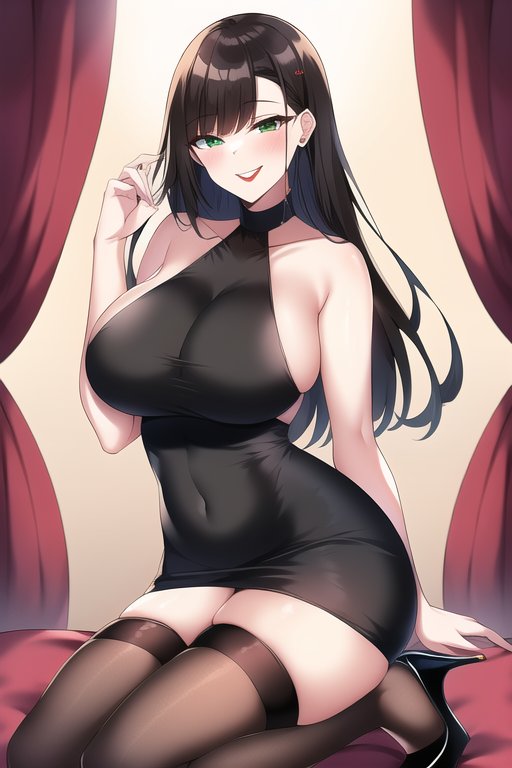 Tight Dress Black Dress Large Breasts Bursting Breasts Perky