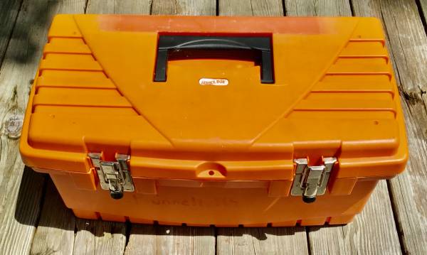 Reduced, Homer 19 in. Tool Box, Orange w/ black insert tray $10 OBO ...