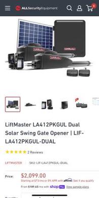 New Liftmaster LA412 Solar Powered Gate Opener Installed $2,500 ...
