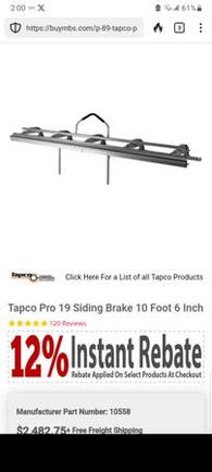 Vinyl siding brake Tapco pro ll $800 | Tools For Sale | Jacksonville ...