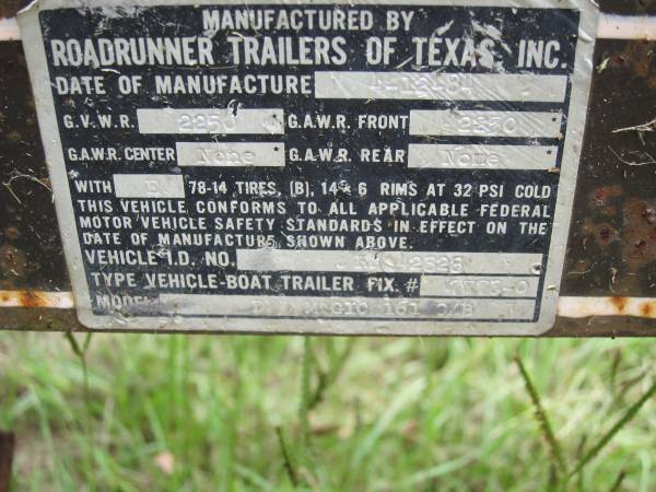 Roadrunner boat trailer with free boat no title $250 | Boats For Sale ...