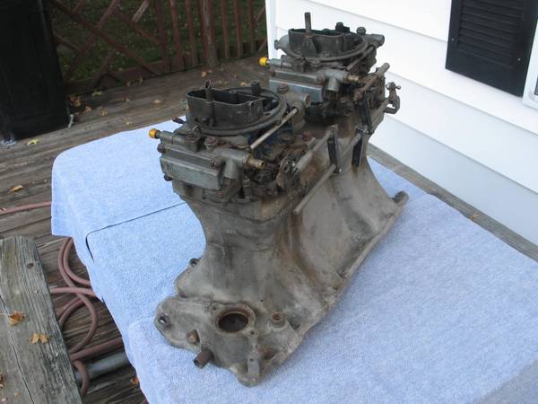 WEIAND BBC TUNNEL RAM INTAKE 2X4 HOLLEY CARBS w/ LINKAGE $700 | Auto ...