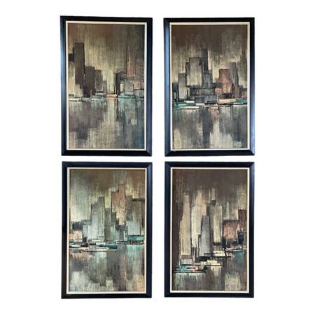 4 MCM Turner Wall Accessory Prints New York Skyline by Maio Mid Century ...