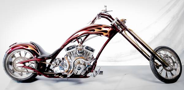 Redneck Engineering Custom Chopper Maroon Gold Flame $22,000 ...