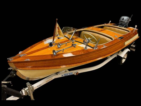 1949 Larson 14’ Deluxe Speed Runabout, Double Cockpit, w/1959 Evinrude ...