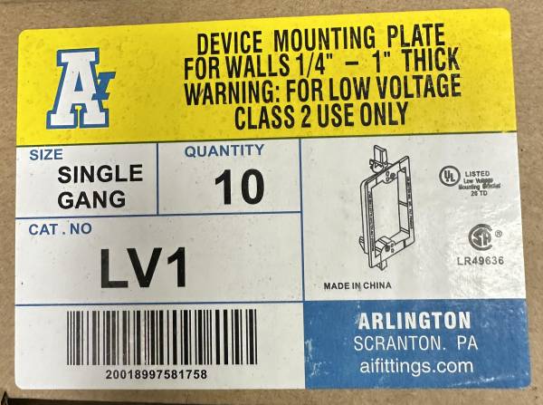 Arlington LV1 Device Mounting Plate For Walls 1/4-1 $10 | Buy & Sell | Greensboro, NC | Shoppok