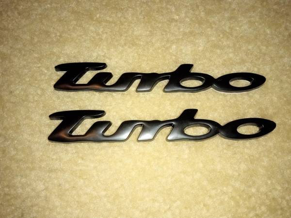 2 Black Turbo Emblems Retro Looking Alloy Construction 5 1/4 X 3/4 $25 ...