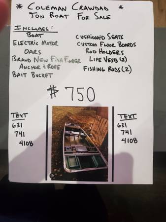 Coleman crawdad Jon boat $750 | Boats For Sale | Long Island, NY | Shoppok