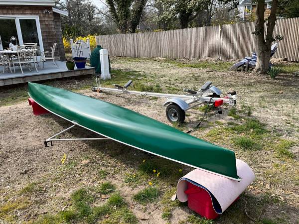Rowing shell with sliding seat, trailer and oars $2,100 | Boats For ...