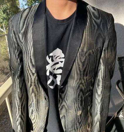 Black & Silver Paneling Pattern Suit Smoking Jacket Halloween Costume ...