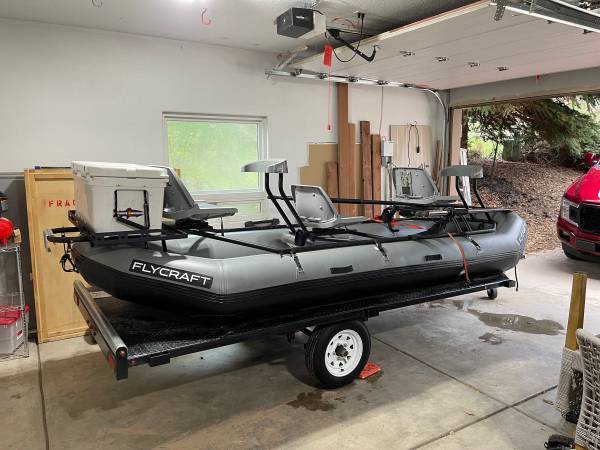 Flycraft Guide Pro Package Inflatable 14’ Boat with Custom Trailer ...