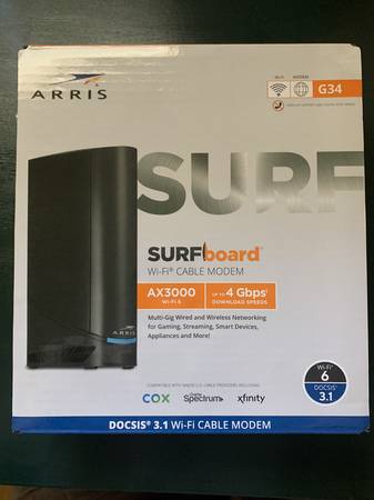 ARRIS Surfboard G34 DOCSIS 3.1 Gigabit Cable Modem & Wi-Fi 6 Router (A ...
