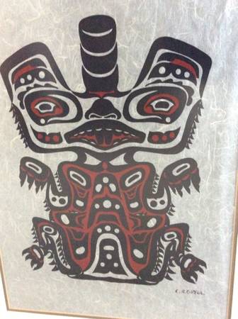 Framed Signed Native Tribal Art Beaver Silkscreen on Rice Paper $250 ...