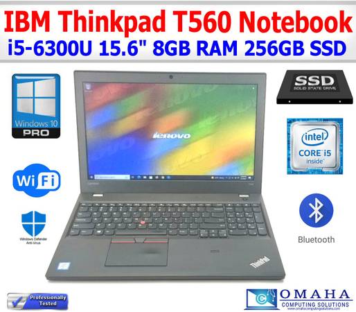 LENOVO THINKPAD T560 LAPTOP I5-6300U 8GB RAM 256GB SSD WIN 10 PRO $269 ...