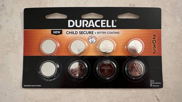 Duracell CR2032 3V Lithium Battery, 8 Count Pack, Bitter Coating Helps ...