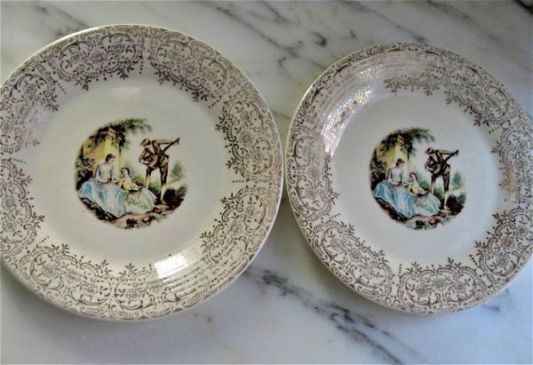 22-K Gold 2 Plates .. Triumph American Limoges China dor it-s284 Shar ...