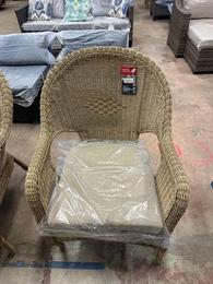 hampton bay rosemont light brown steel wicker outdoor patio loveseat ...