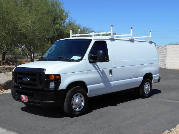 2011 FORD E250 CARGO VAN WORK TRUCK W/ LADDER RACK, SHELVES, AND BINS ...