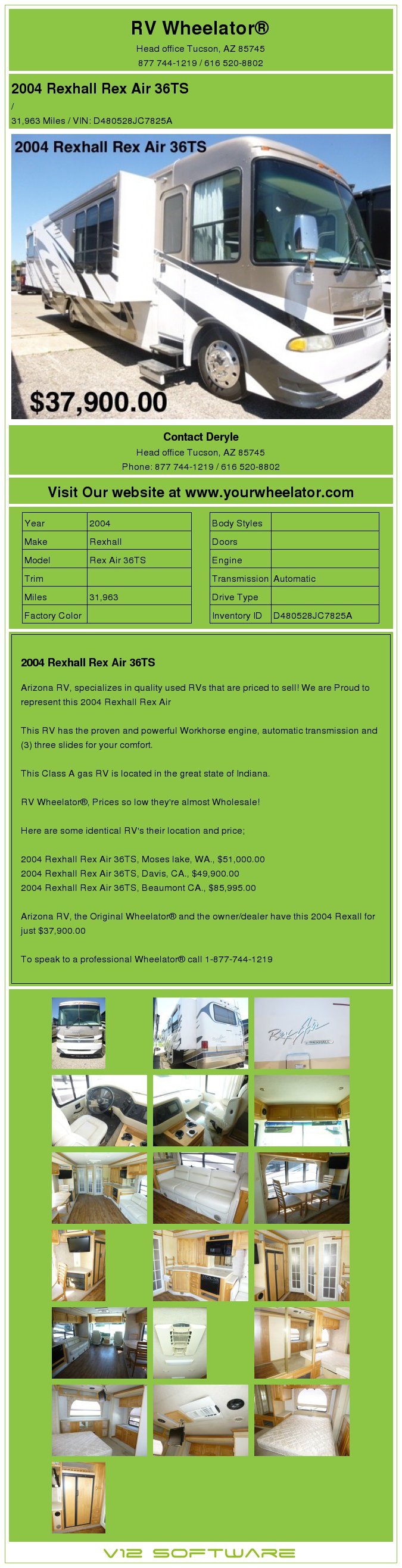 $37,900, 2004 Rexhall Rex Air 36TS-Deeply Reduced | Cars & Trucks For ...