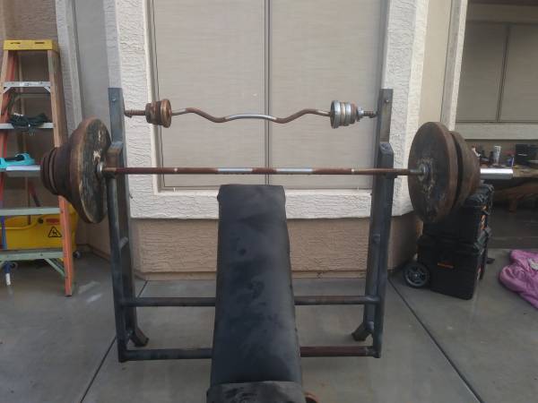 Olympic style weight bench and curl bars - $350 (Goodyear) ‹ image 1 of ...