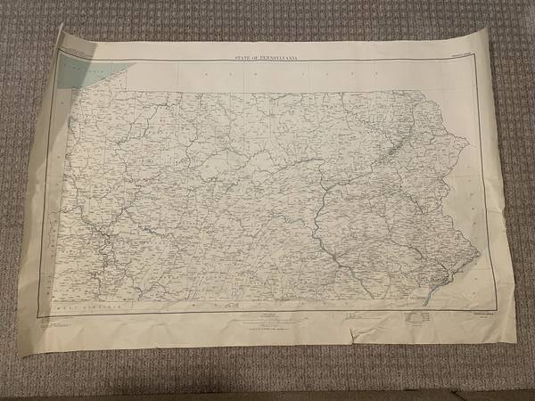 Large 1955 PA State Map - US Dept of Interior Geological Survey $5 ...