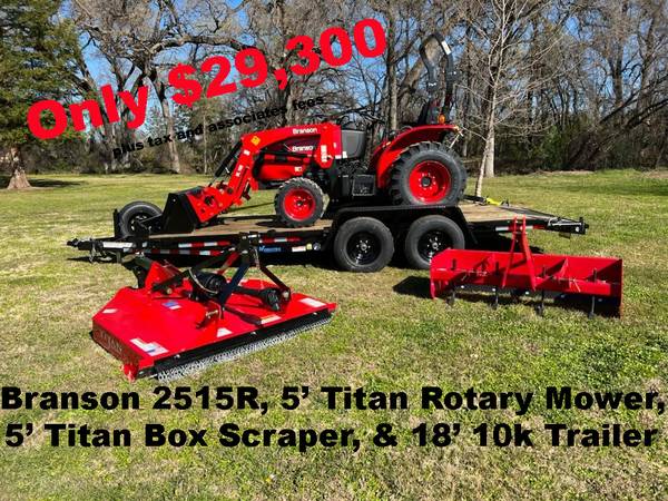 Tractor-Loader-Trailer-Mower-Box Package Branson/TYM 2515R 2,200 lift ...