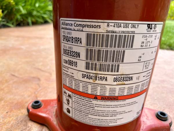 Alliance Compressor SPA032B1RPA / COM06918 Trane Compressor R-410A $400 ...