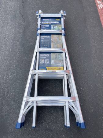 Werner 22 ft. Reach Aluminum 5-in-1 Multi-Position Pro Ladder 375 lbs ...