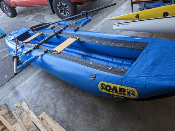 Soar Canyon 14 white water rafting inflatable canoe with rowing kit ...