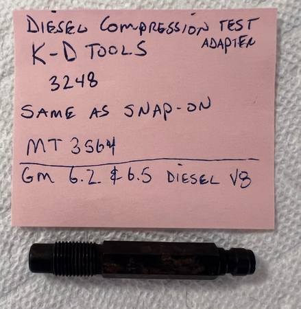 Diesel compression tester glow plug adapter, Snap-On M3564 equivalent ...