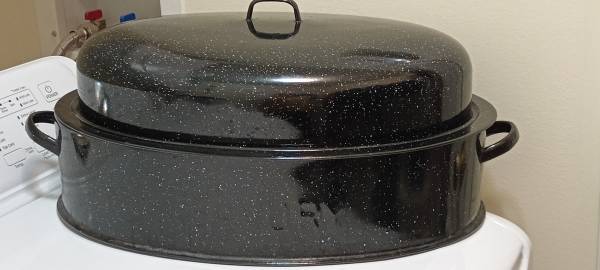 Turkey ROASTER Enamel Ware SAVORY HAM Christmas Retro Kitchen roasting ...