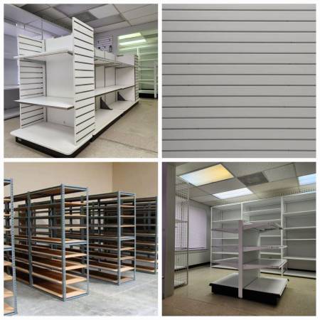 SLAT WALL & STORE FIXTURES, SHELVING & PALLET RACK LIQUIDATION ! $50 ...