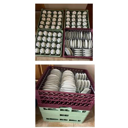 60 commercial coffee cups and saucers. Includes the 3 racks. The racks ...